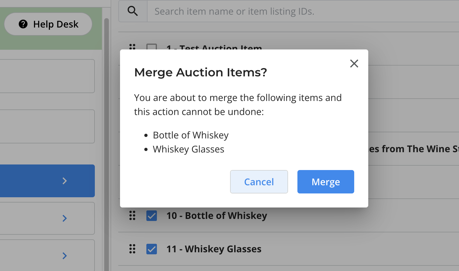 How to Merge Auction Items